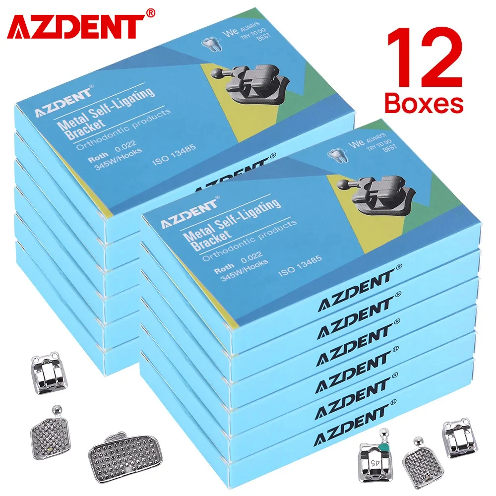 12-Boxes-AZDENT-Dental-Bracket-Orthodontic-Braces-Passive-Self-Ligating ...