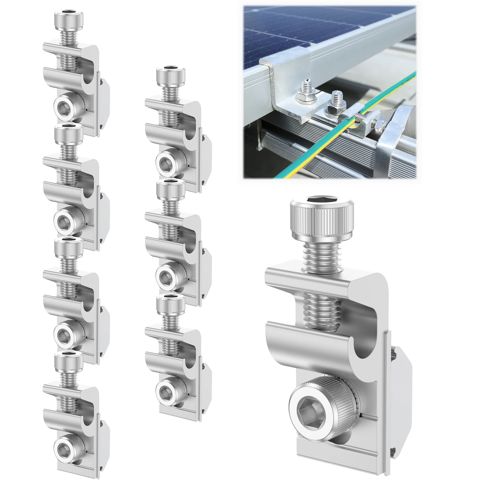 8Pcs Solar Module Grounding Clamp Aluminium Photovoltaic Module ...