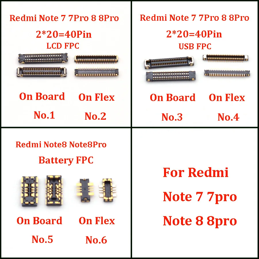 2pcs-40Pin-LCD-Display-FPC-Connector-on-Motherboard-for-Xiaomi-Redmi ...