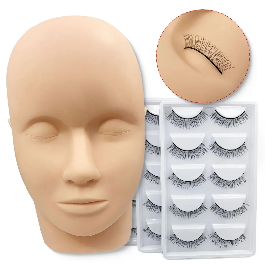 Eyelash Extension Training Head with Lashes Professional Practice Model ...