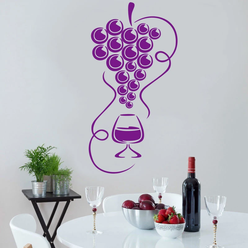 Wall-Stickers-Grape-Wine-Vinyl-Drink-Bar-wall-Decal-Wallpaper-Kitchen ...