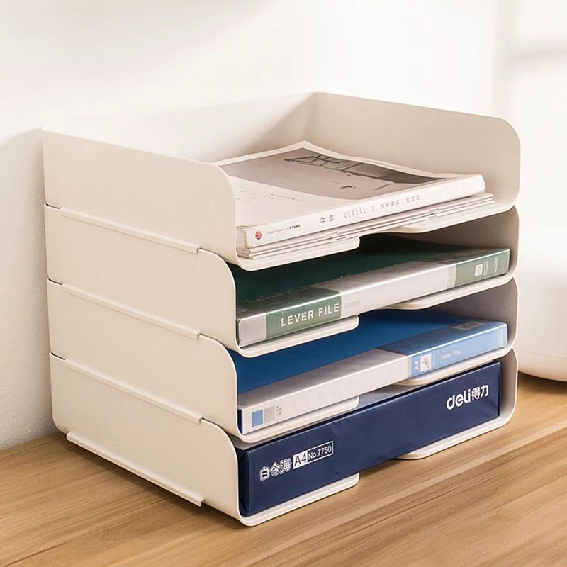 Stationery-Desktop-File-Tray-Durable-Office-Book-Rack-Stackable-Paper ...
