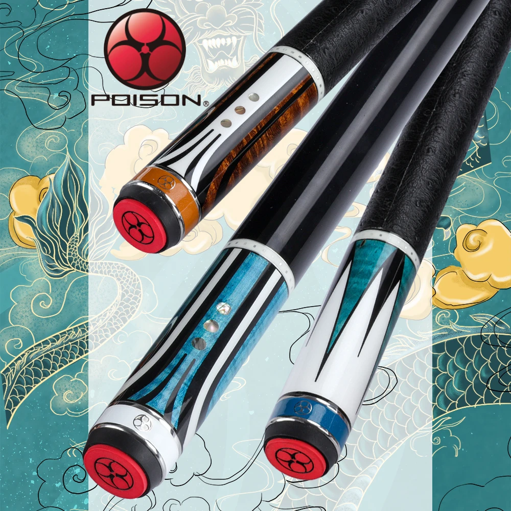 Original Poison Ar Billiard Pool Cue C3 Shaft 13mm Tip Solid Wood Inlay ...