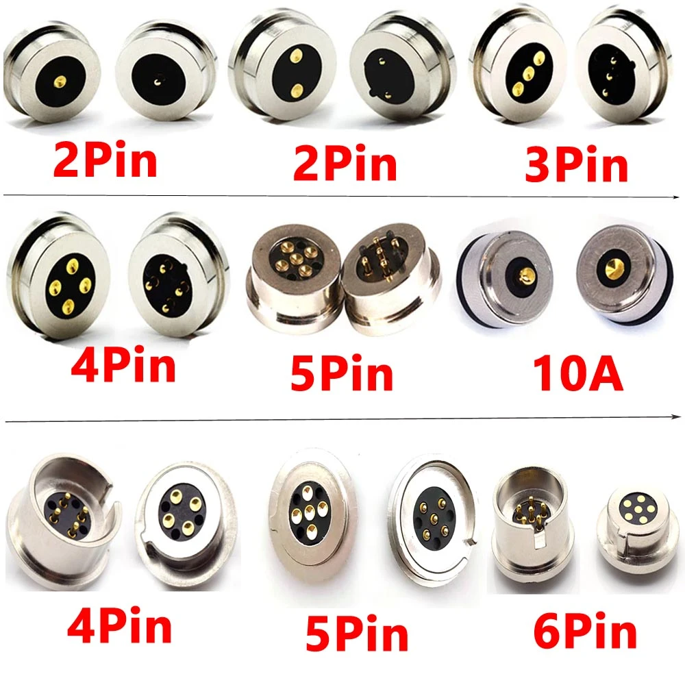 1pair 10A 2P 3P 4P 5P 6Pin Spring Loaded DC Magnetic Pogo Pin Connector ...