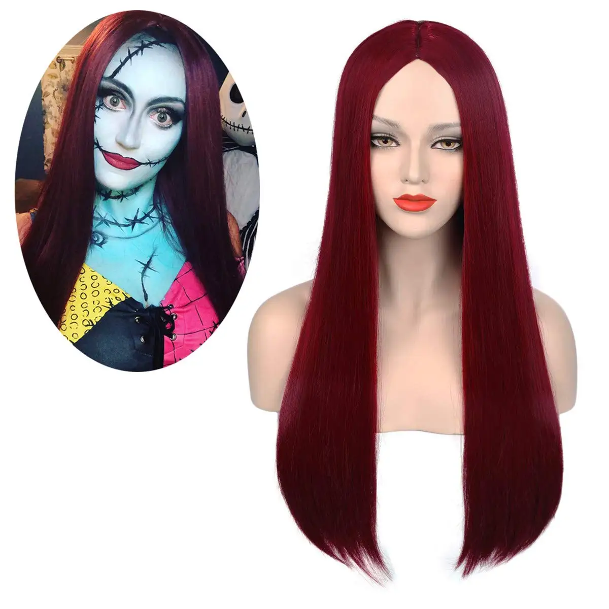 Wine-Red-Sally-Wigs-for-Women-Sally-Wig-Nightmare-Before-Christmas ...