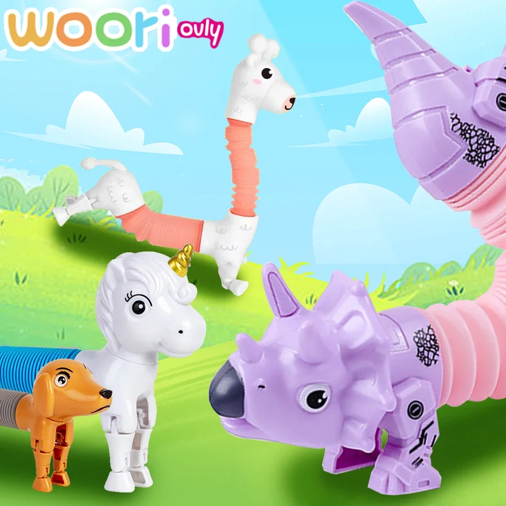 1Pcs Spring Joint Dog Unicorns Pop It Tubes Sensory Stress Pipe Bellows ...
