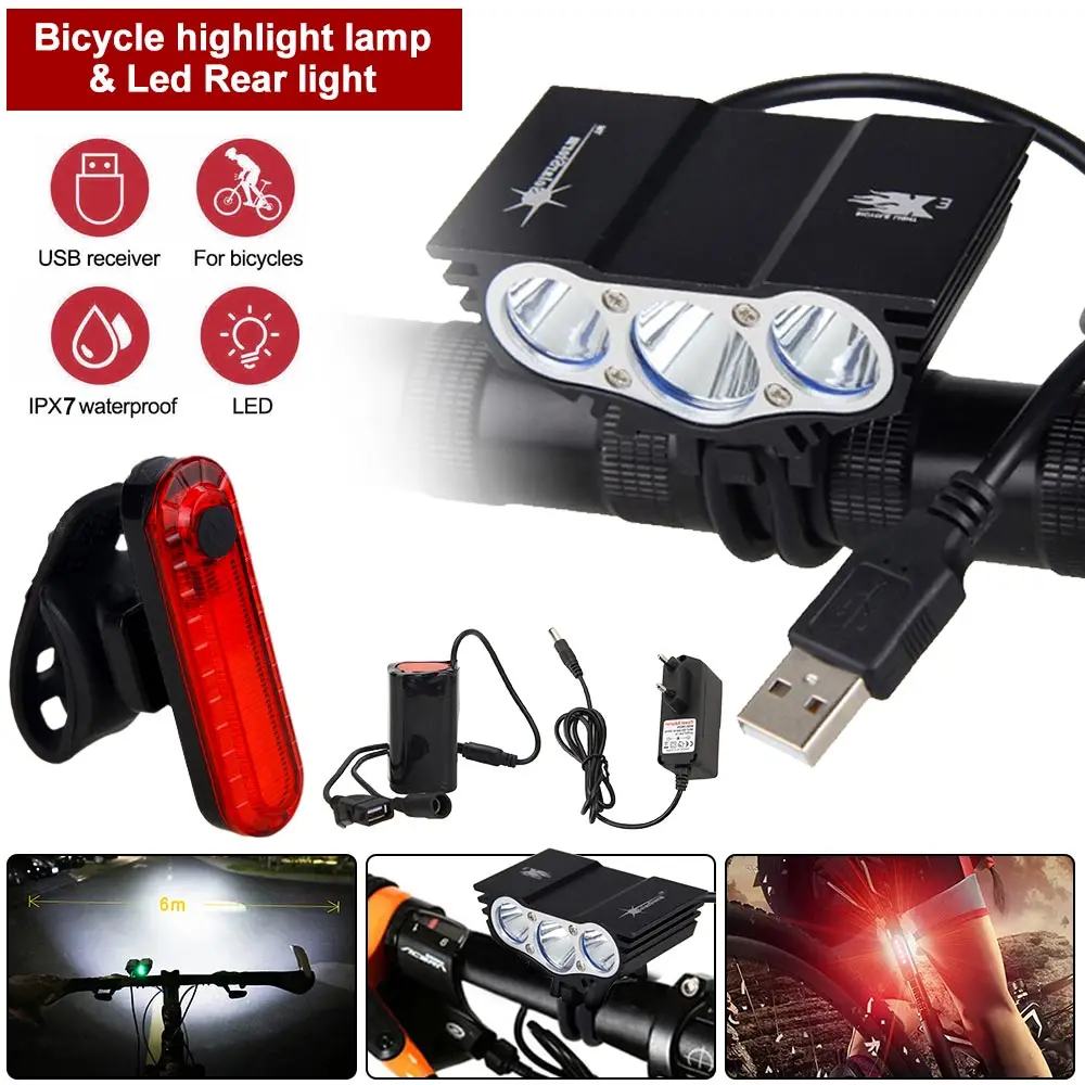 Waterproof-3XLED-Front-Bicycle-Light-USB-Cycling-Headlamp-MTB-Bike ...