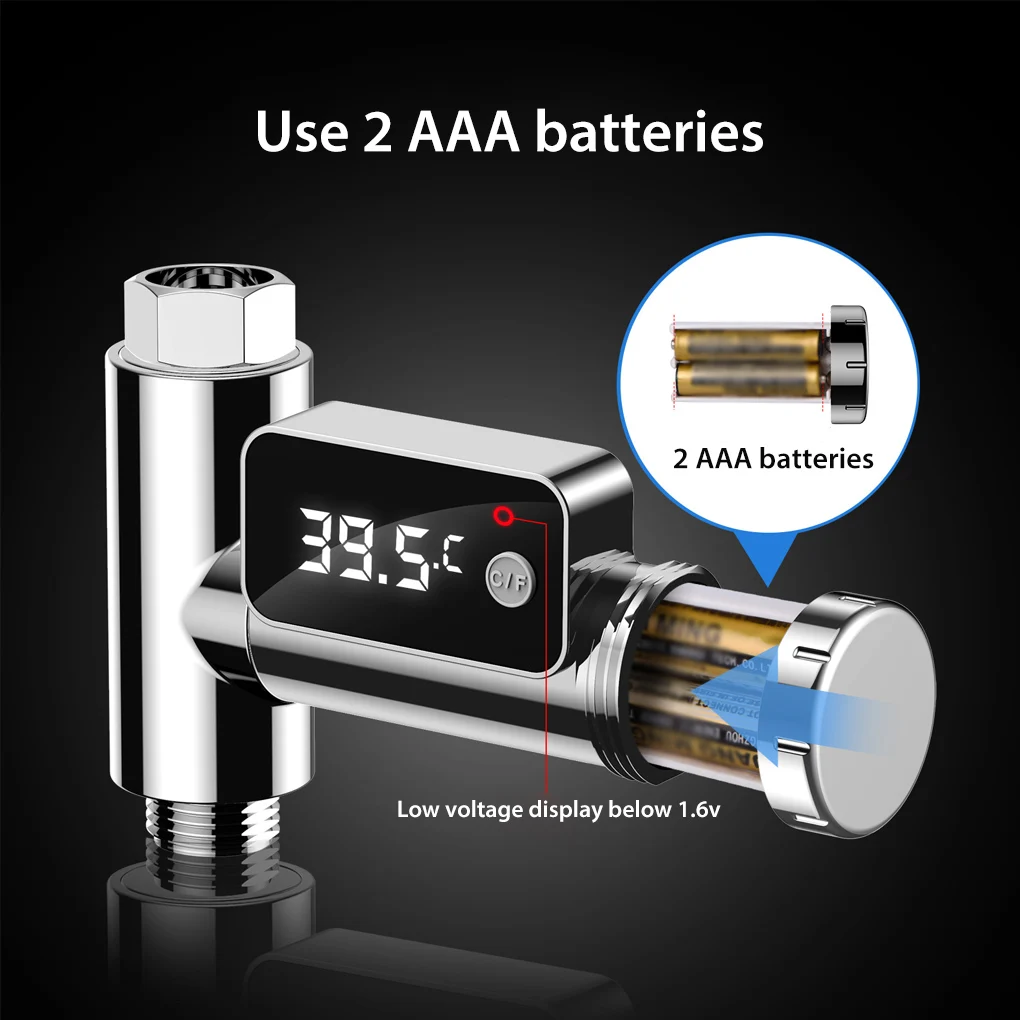 RecabLeght Shower Head Temperature LED Display Water Faucet Gauge Bath ...