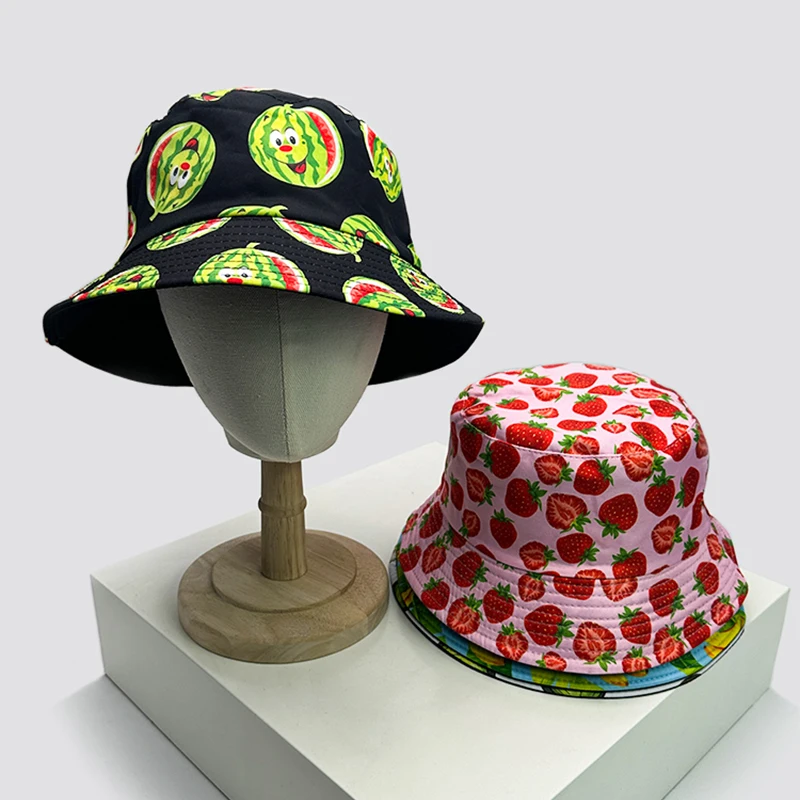 New-Unisex-Fruits-Vegetables-Print-Bucket-Hats-Sunshade-Versatile ...