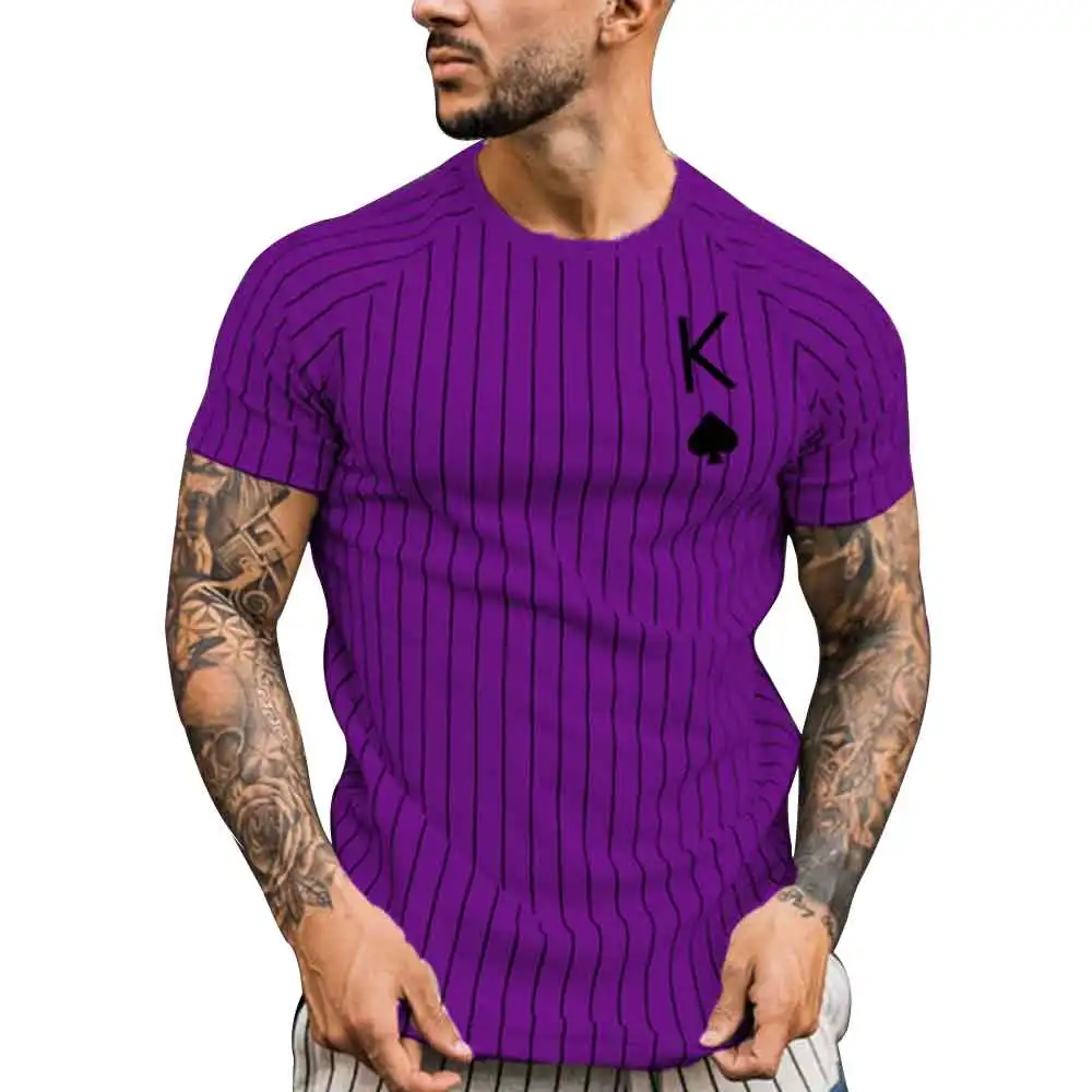Summer-Hot-Selling-Men-s-Purple-T-shirt-Striped-Short-Sleeve-Poker-K ...