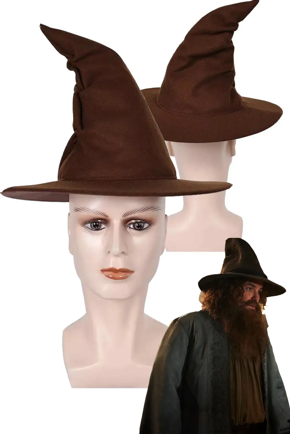 TOM BOMBADIL Cosplay Brown Pointed Wizard Hats Movie Lord Rings Costume ...