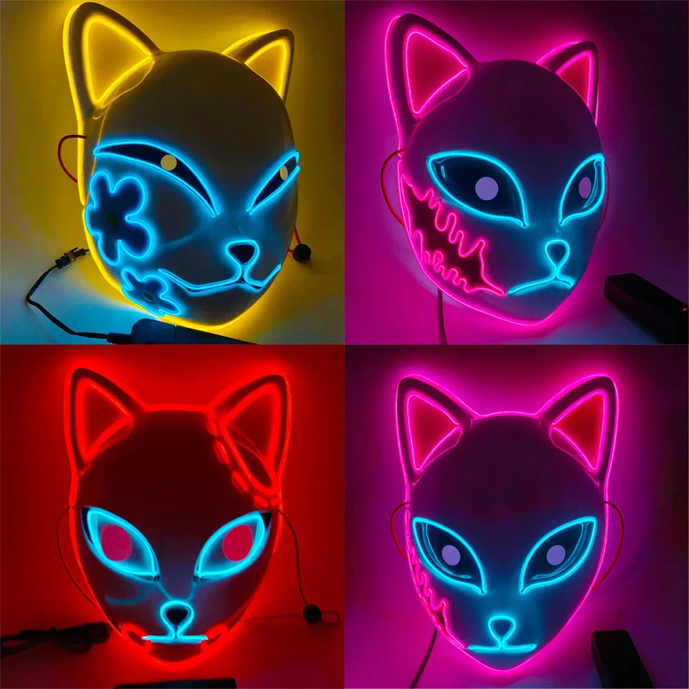 Hot-sales-Japanese-Anime-Fox-Luminous-Face-Mask-LED-Glowing-Cosplay ...