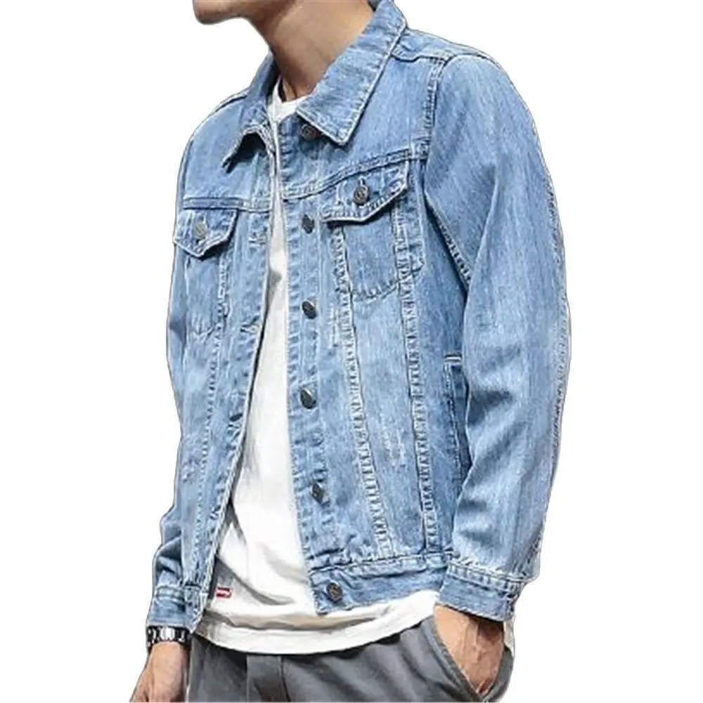 2021 Autumn Mens Denim Jackets Hot Sale Light Blue Denim Coats Men ...