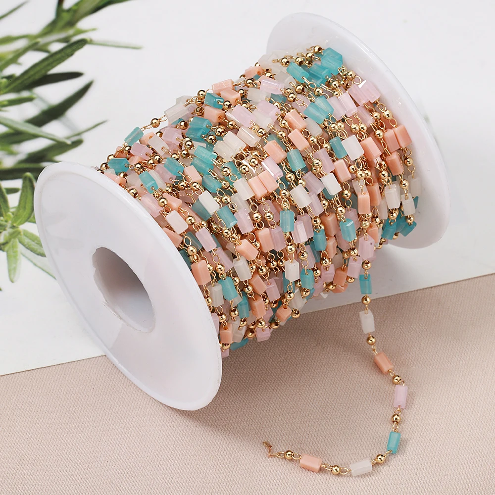 1Meter-Cuboid-Cube-Beads-Chains-Macarron-Crystal-Beads-Necklace-Chain ...