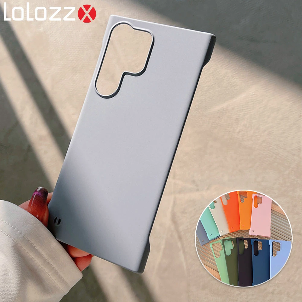 Ultra thin Frameless Matte Case For Samsung Galaxy S23 Ultra S23 Plus Solid Color Frosted Square ...