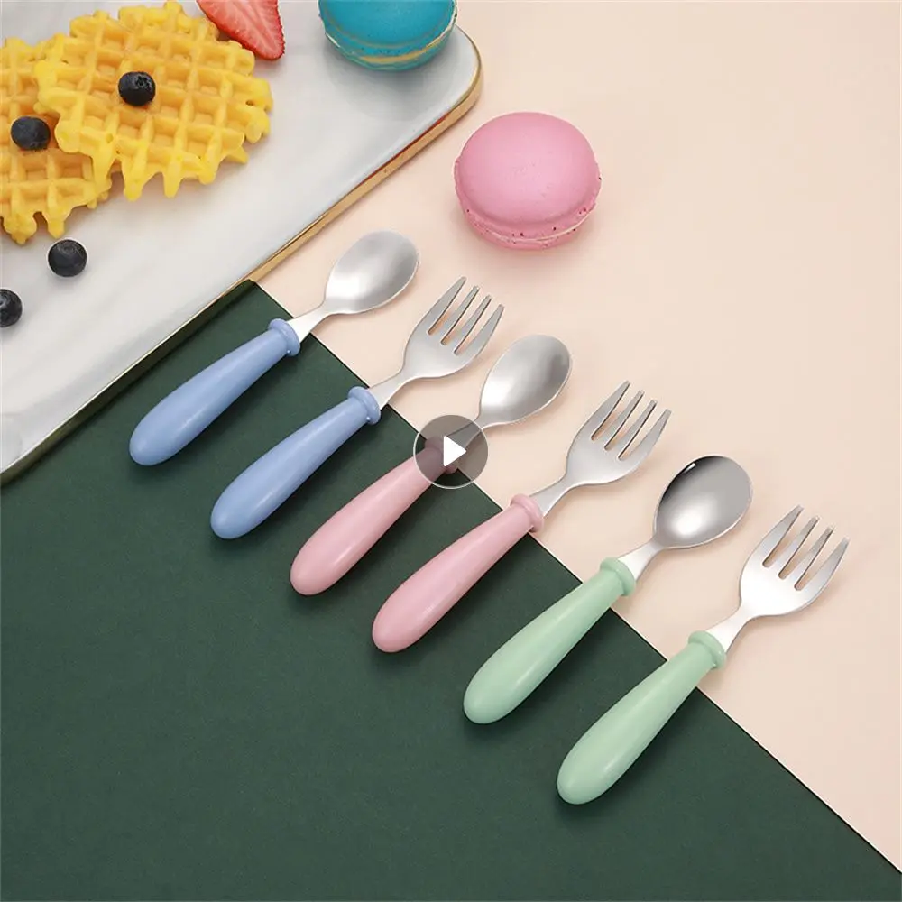 Baby-Feeding-Spoon-Fork-Sets-Spoon-Fork-With-Box-Sets-Training-Self ...