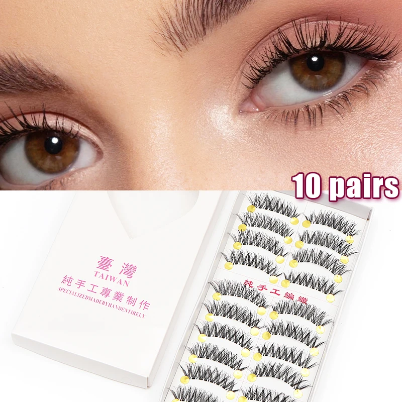 10Pairs-Full-Strip-Lashes-Wispy-Hand-Made-Makeup-Free-Shipping-Eyelash ...