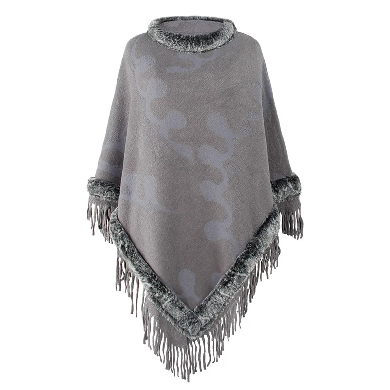 Autumn Winter New European American Cape Tassel Shawl Sweater Imitation ...