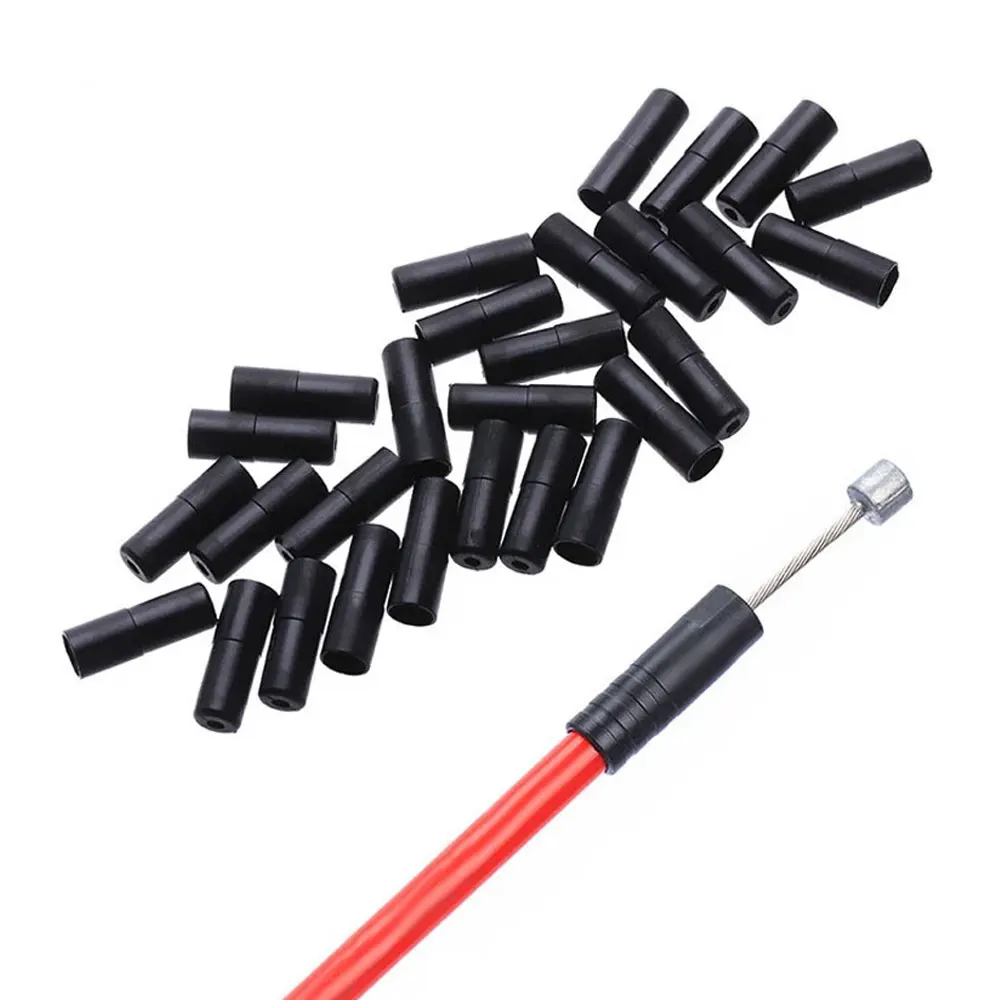 100pcs Shift Cable End Cap 4mm Black Plastic Brake Tips Crimps Bicycles ...