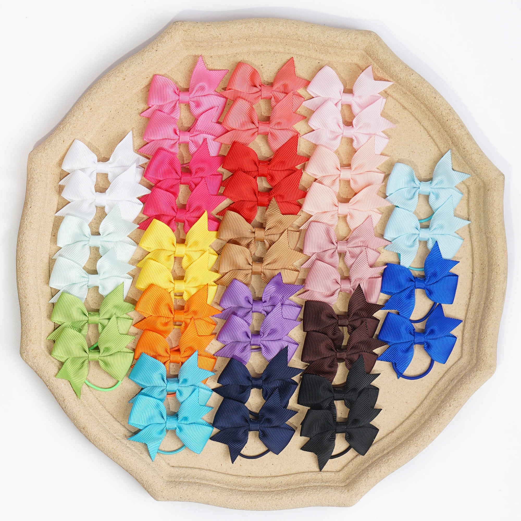 20-40-Pcs-2-Grosgrain-Ribbon-Pigtail-Hair-Bows-Elastic-Hair-Ties-Hair ...