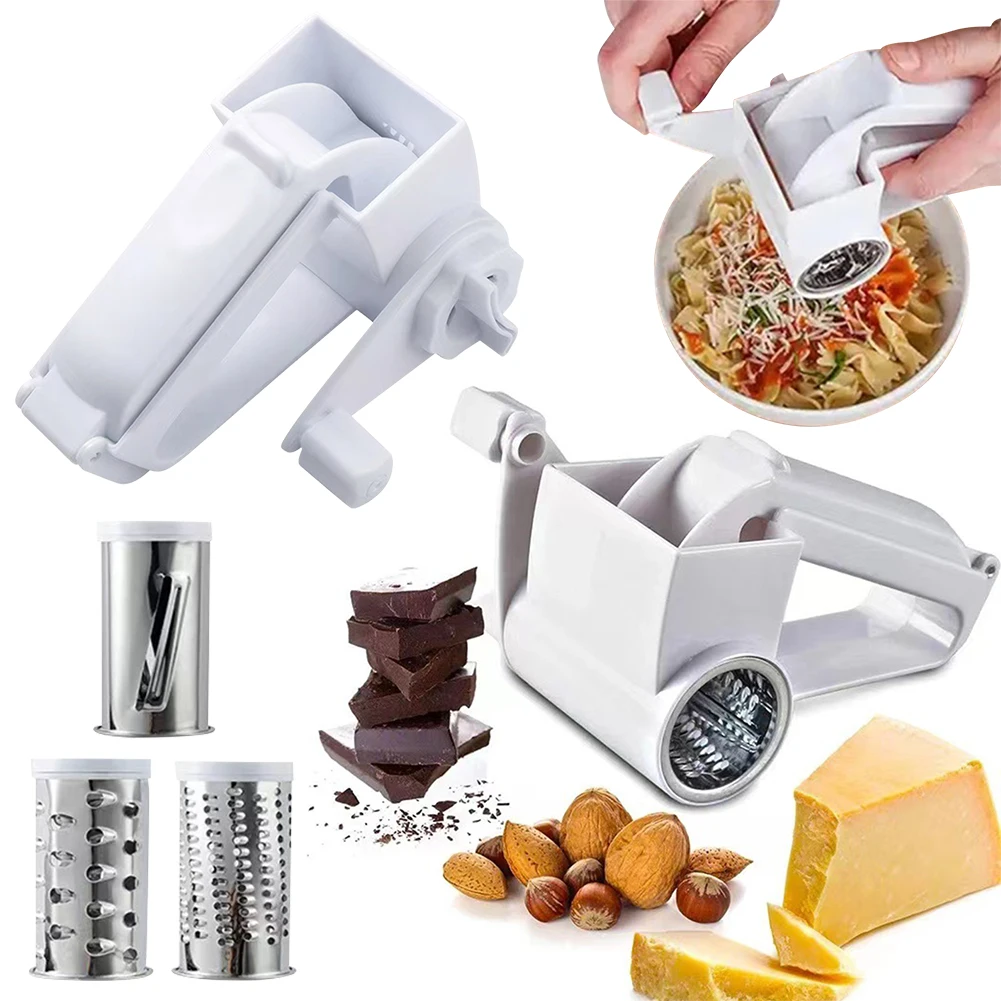 Handheld-Rotary-Cheese-Grater-2-Stainless-Steel-Drums-Cheese-Vegetable ...