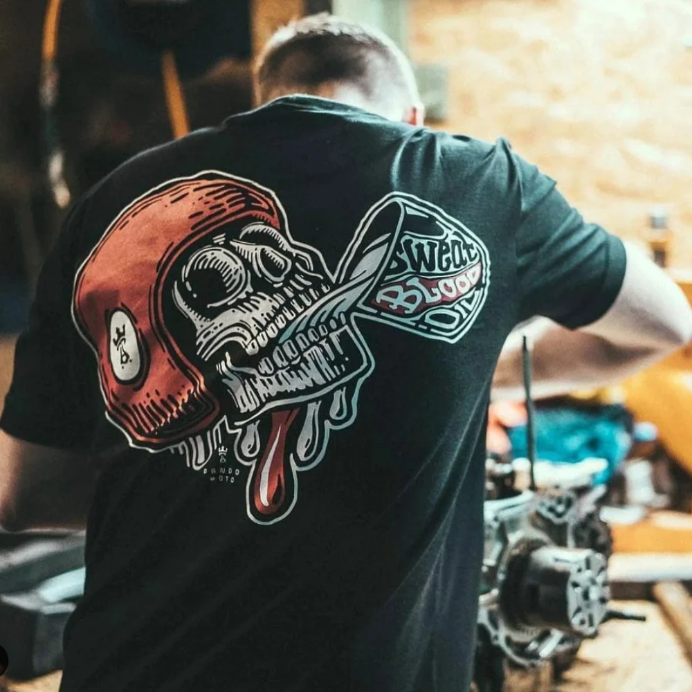 Cool-Biker-Drinking-Beer-Skull-Graphic-Men-Cotton-Tshirts-Summer-Punk ...