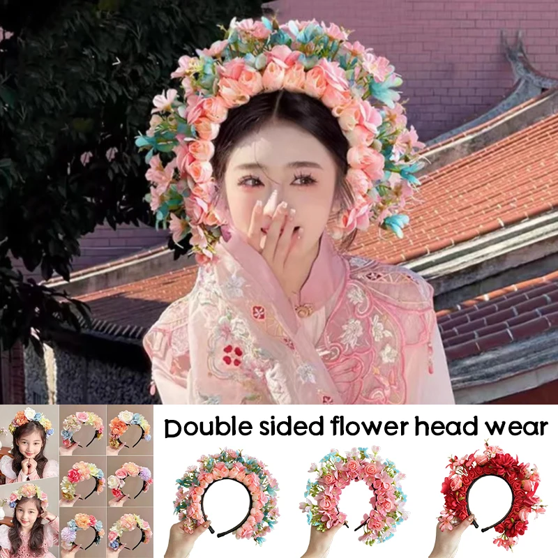 Floral Garland Romantic Wreaths Bride Garland Head Hoop Girls Bohemian ...