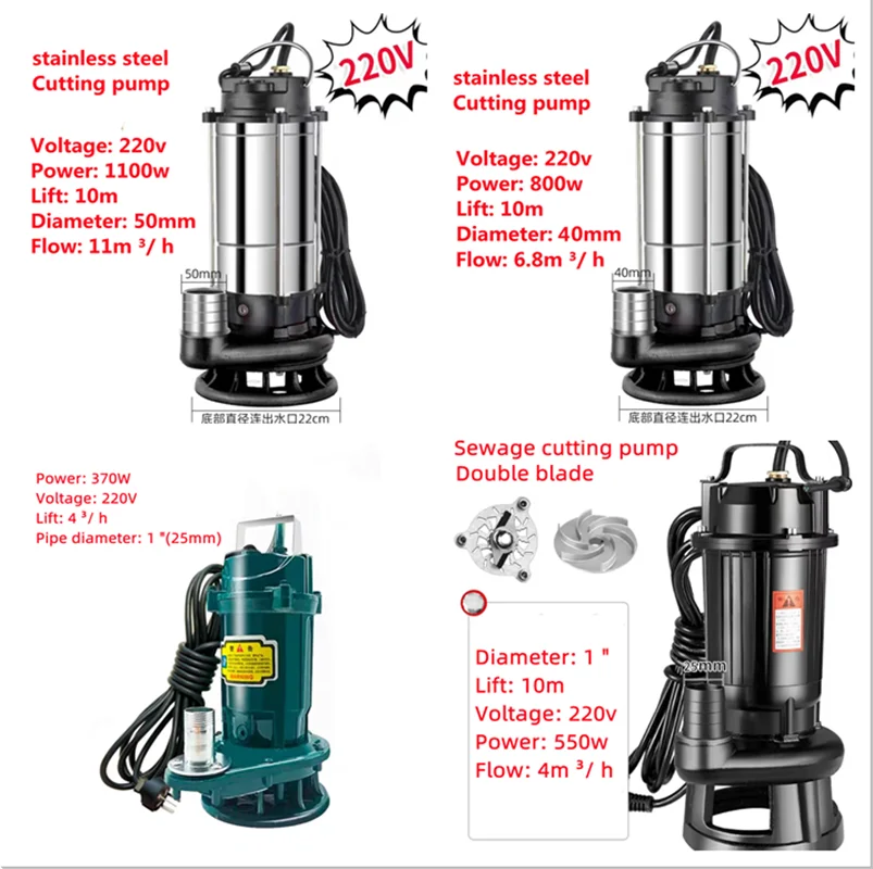 Cutting-sewage-pump-220v-feces-pumping-mud-sewage-pump-small-household ...