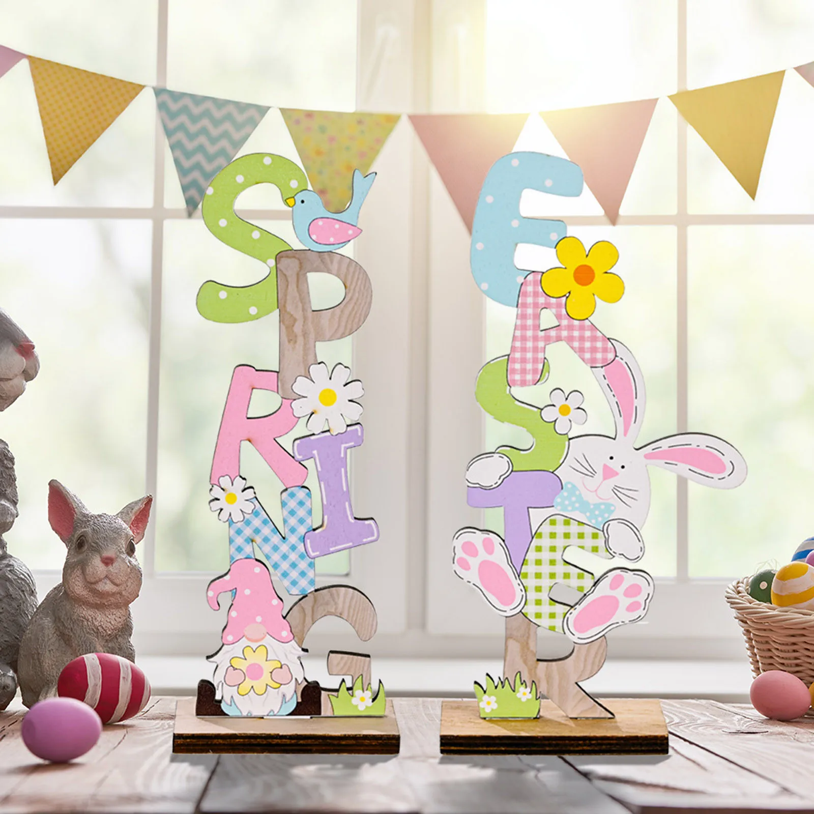 Decoraciones-de-mesa-de-Pascua-letreros-de-madera-conejo-de-pascua ...
