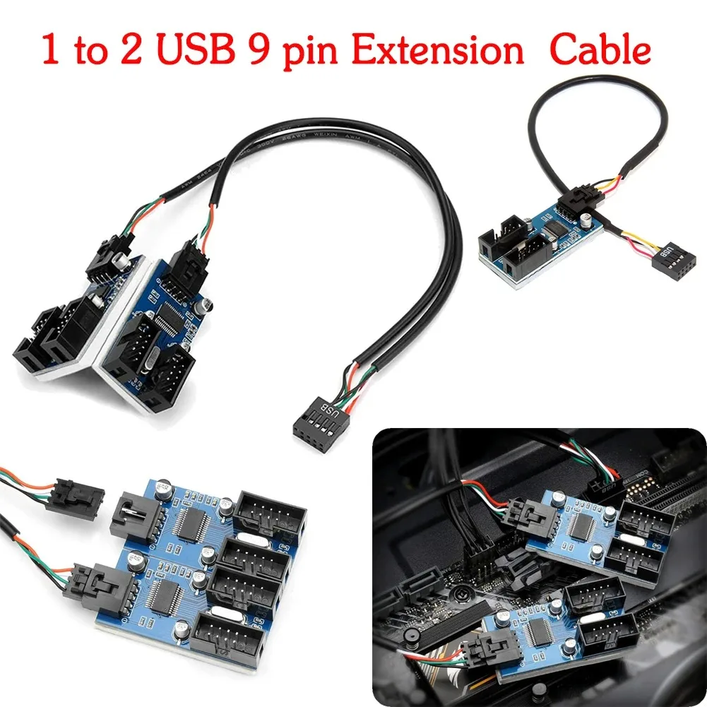 30cm USB 9 Pin Interface Header Motherboard Extension Splitter 1 To 2/4 ...