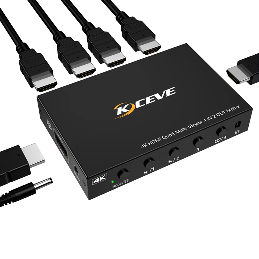 4x1 HDMI-Multiviewer Monitor Switcher 4 in 2out HDMI Splitter Switch ...