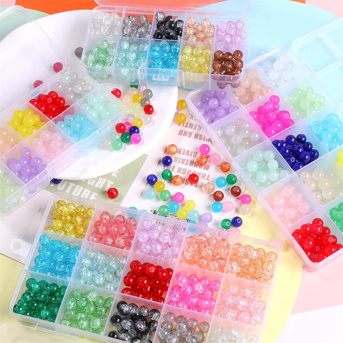 200pcs Box Filled with Broken Glass Beads, Loose Beads, DIY Handmade ...