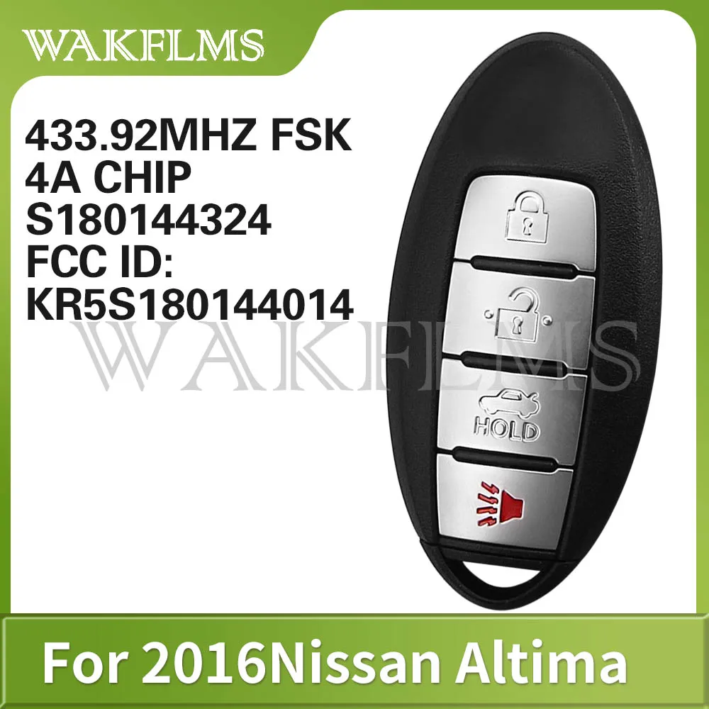 4 Buttons Smart Remote Car Key 433MHz Fob for Nissan Altima Teana 2016 ...