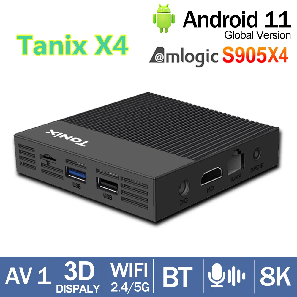 New Tanix X4 TV Box Android 11 Amlogic S905X4 4G 32G 64G 3D AV1 BT 2.4G ...