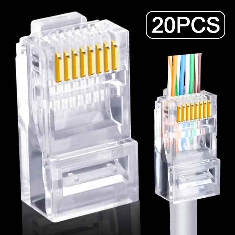Network-Cable-Modular-Plug-RJ-45-Cat5e-Ethernet-Cable-Crimp-Connectors ...
