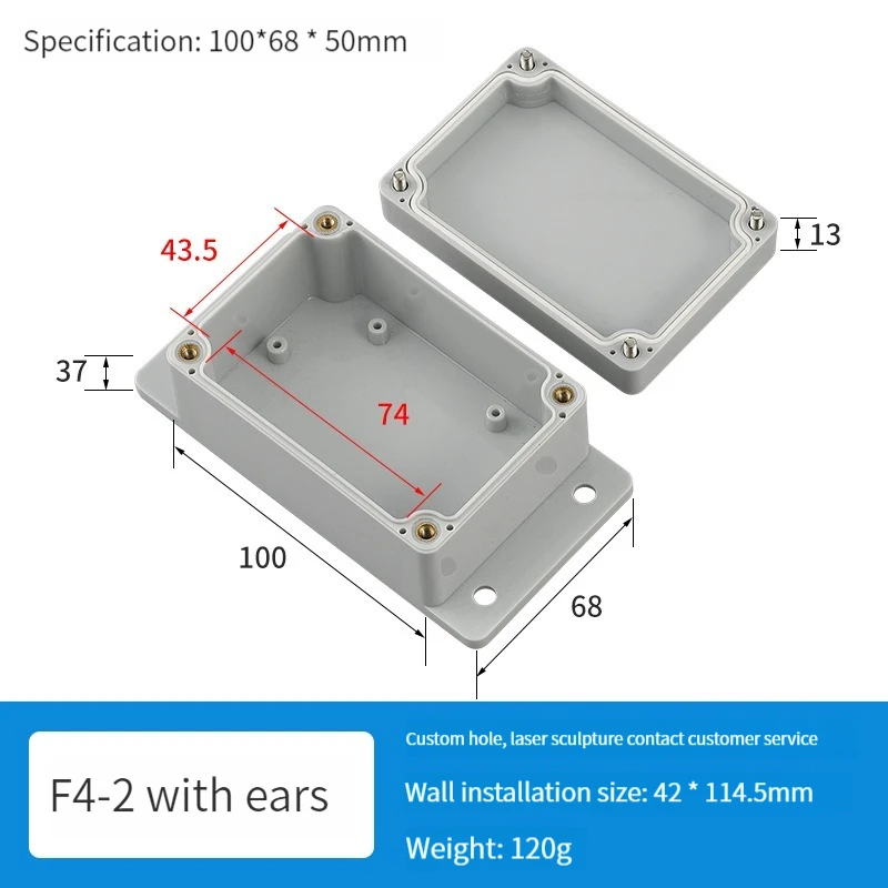 Wall Mounted Outdoor Gray Plastic Enclosures Custom IP65 ABS Waterproof ...