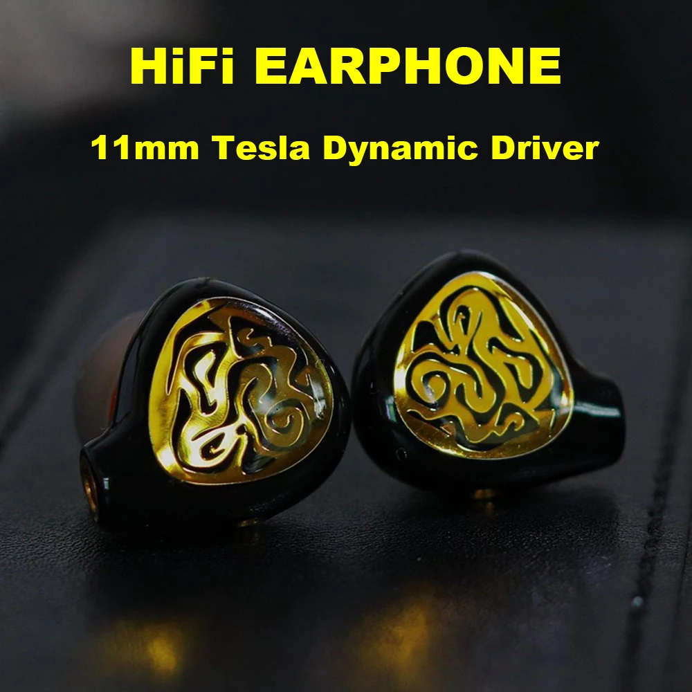 IEMs-Earphones-HiFi-Headphones-11mm-Tesla-Dynamic-Driver-Earbuds-Wired ...