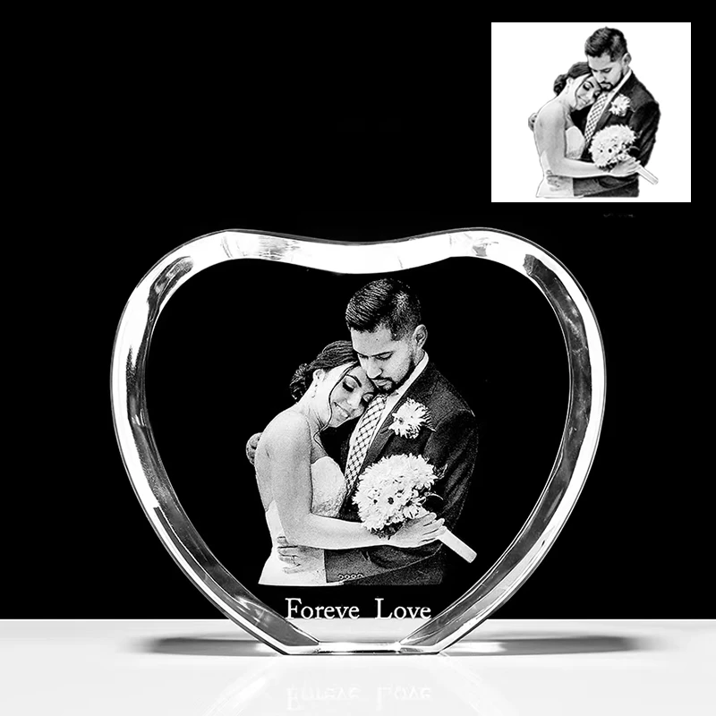 Custom Heart Crystal Sculpture Photo Frame With Your Image Engraved ...