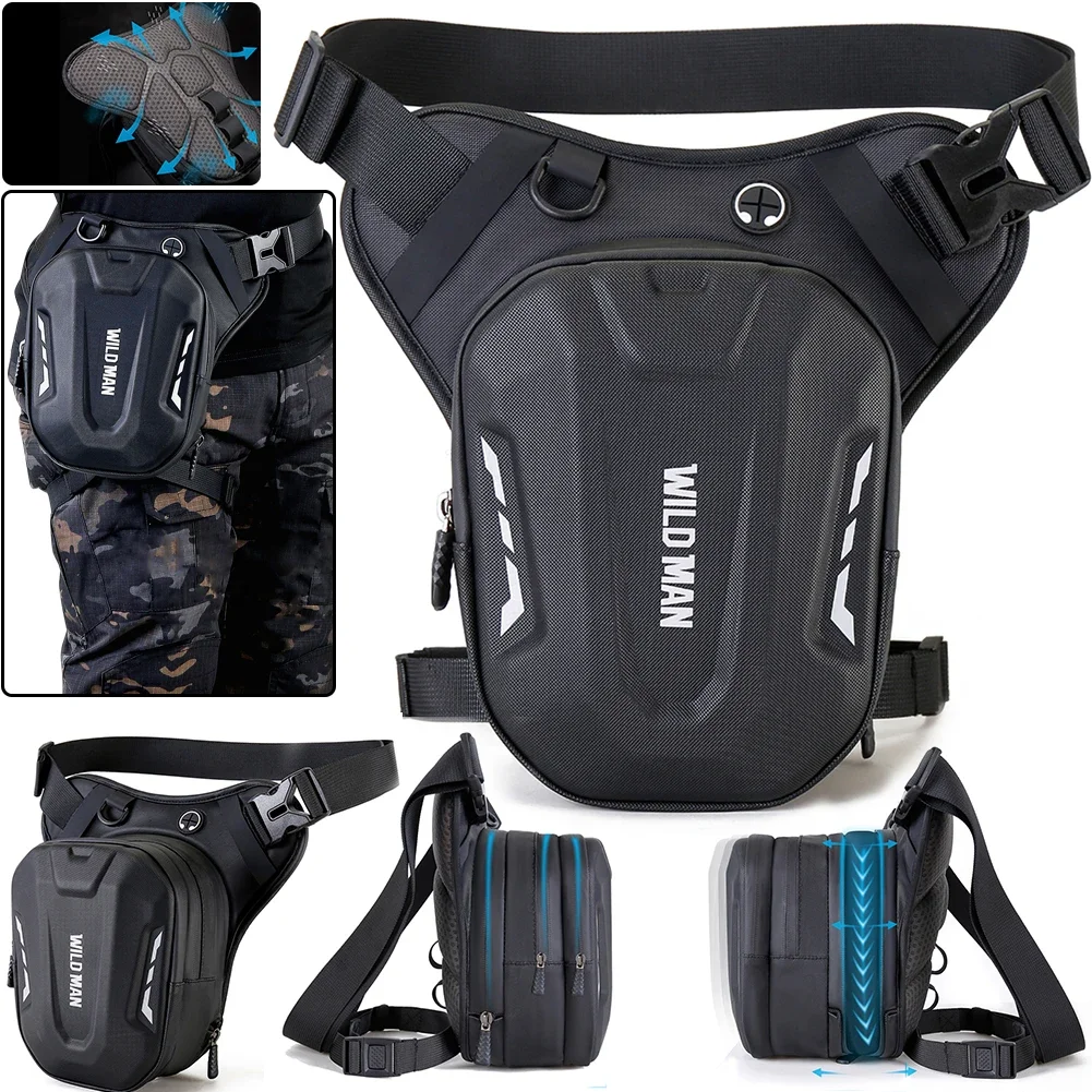 Portable-Motorcycle-Drop-Leg-Side-Bag-Black-Motorcycle-Bag-Hard-Shell ...