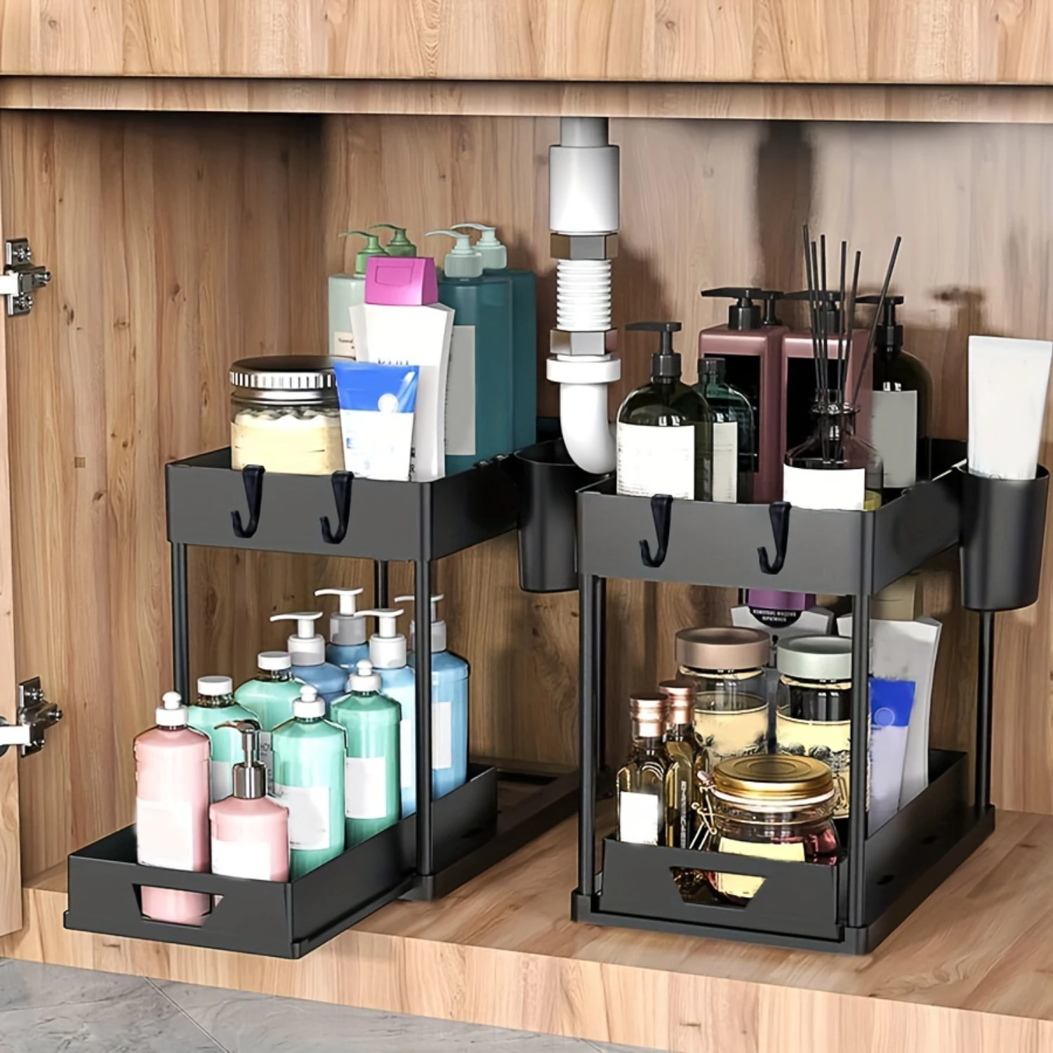 Large-Capacity-Under-Sink-Organizer-with-Sliding-Drawer-Ideal-for ...