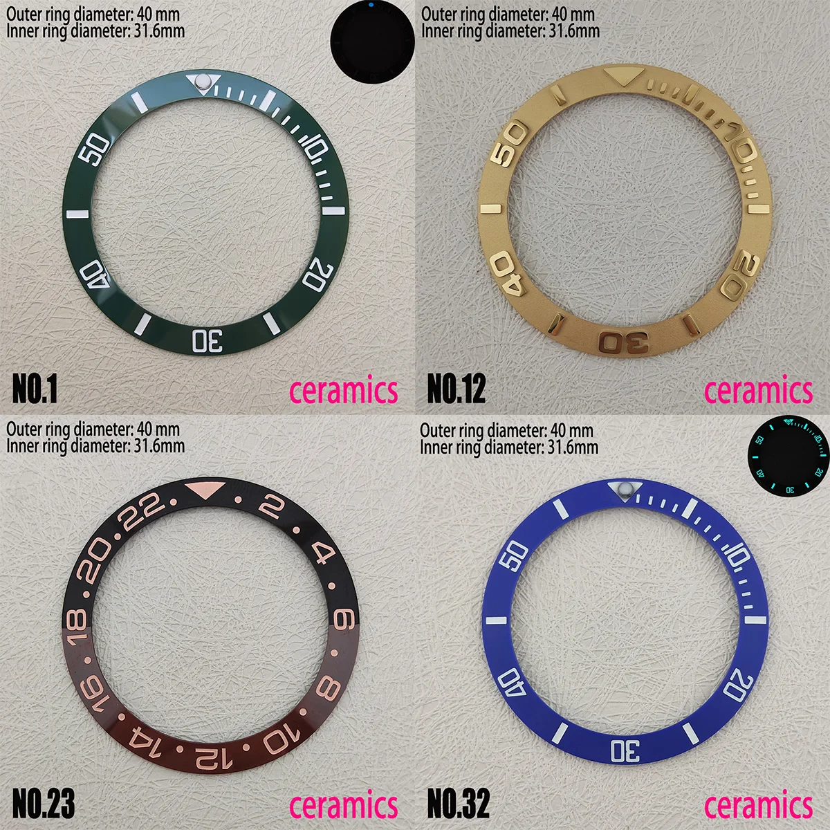 40mm-Watch-Ring-Ceramic-Bezel-The-Outer-Ring-Of-The-Case-Scale-Circle ...