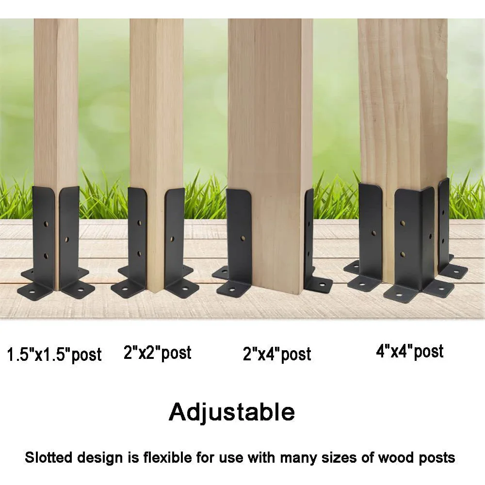 Newly-Adjustable-Wood-Fence-Post-Base-Support-Strengthening-Post-Base ...