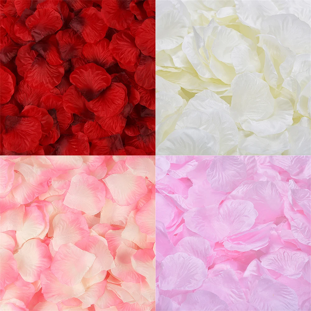 500/1000Pcs Artificial Fake Rose Petals Red White Simulation Silk Rose ...