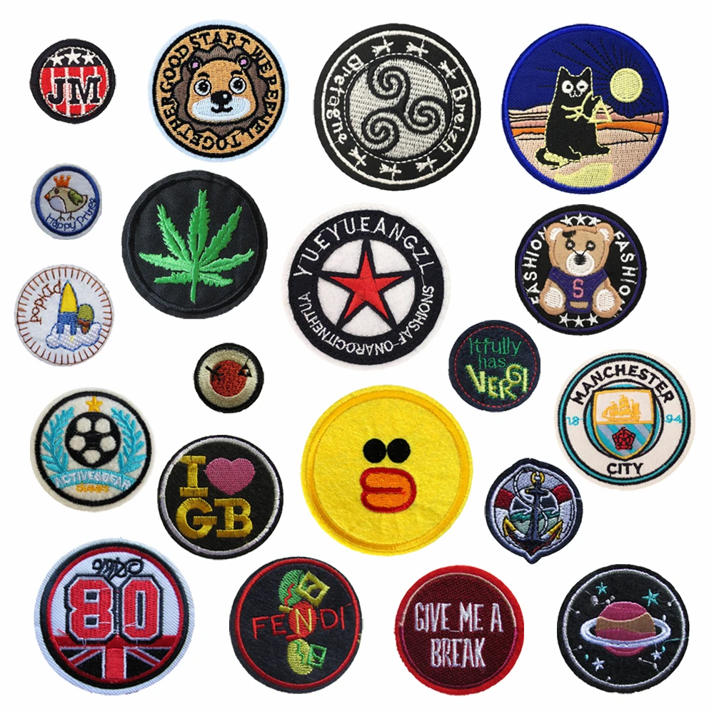 Circular-Embroidery-Badge-Hot-Melt-Adhesive-Ironing-DIY-Sewable ...