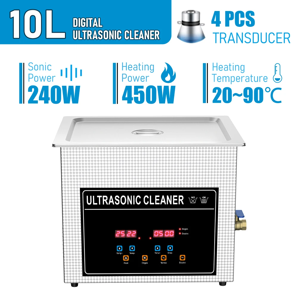 Ultrasonic-Cleaner-240W-10L-Bath-With-Stainless-Steel-Basket-110V-220V ...