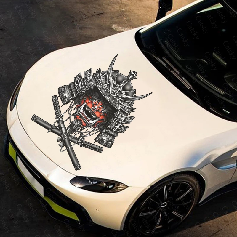 Japanese samurai mask sticker hood car decal graphic pattern color car ...