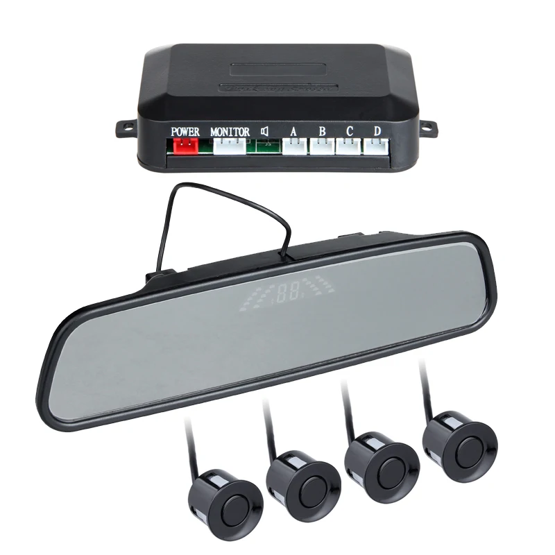 Rear-Video-Parking-4-Sensor-System-Full-Kits-Mirror-Monitor-Rear-View ...