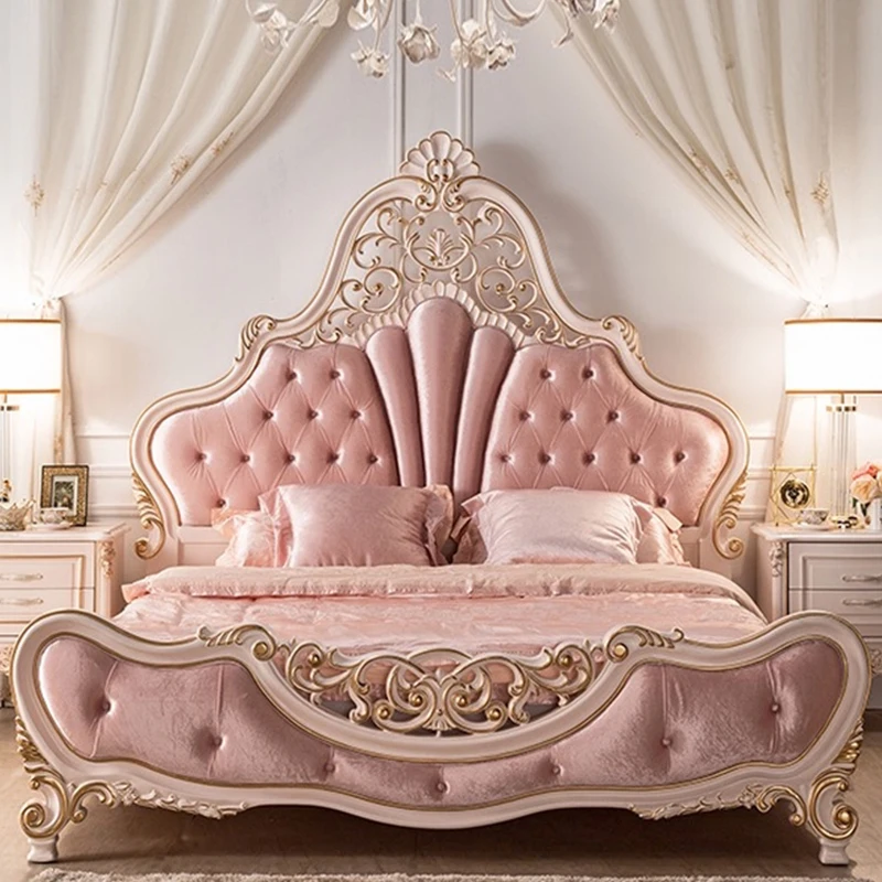 French-Style-Double-Bed-Elegant-Pretty-Pink-Princess-Bed-Luxury-Villa ...
