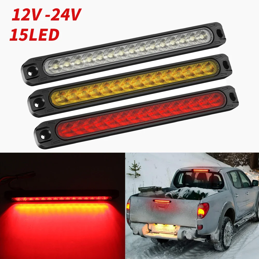 12V-24V-15LED-Truck-Side-Marker-Indicator-Lights-Car-Flashing-Strobe ...