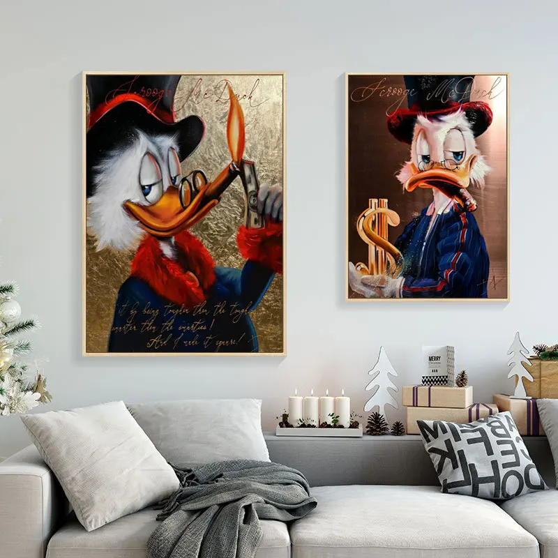 Disney Cartoon Donald Duck Scrooge Money Posters On Wall Graffiti Art ...